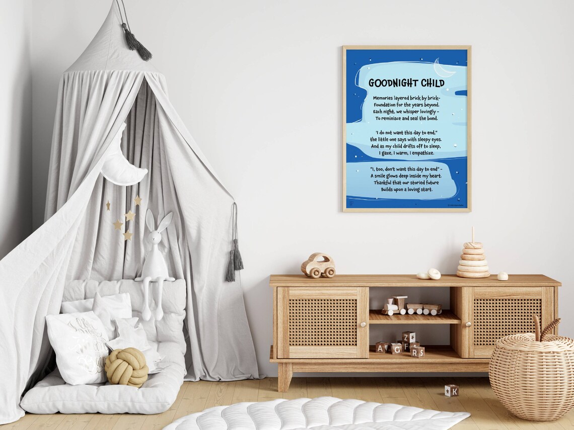 Goodnight Poem Art for Kid, Printable Goodnight Poem, Colorful ...