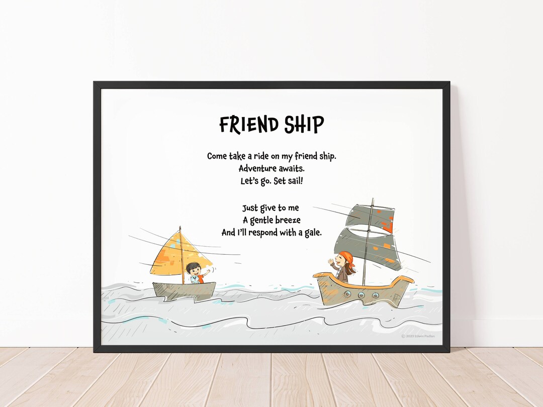 Friendship Digital Wall Art for Kid, Printable Sailboat Illustrations ...
