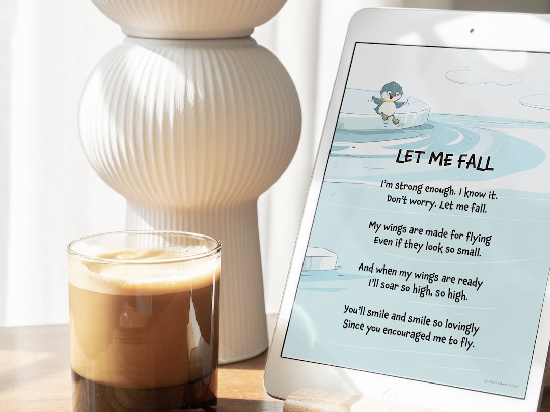 Let Me Fall Poem Device Wallpaper for Kid, Printable Parent Child Poem ...