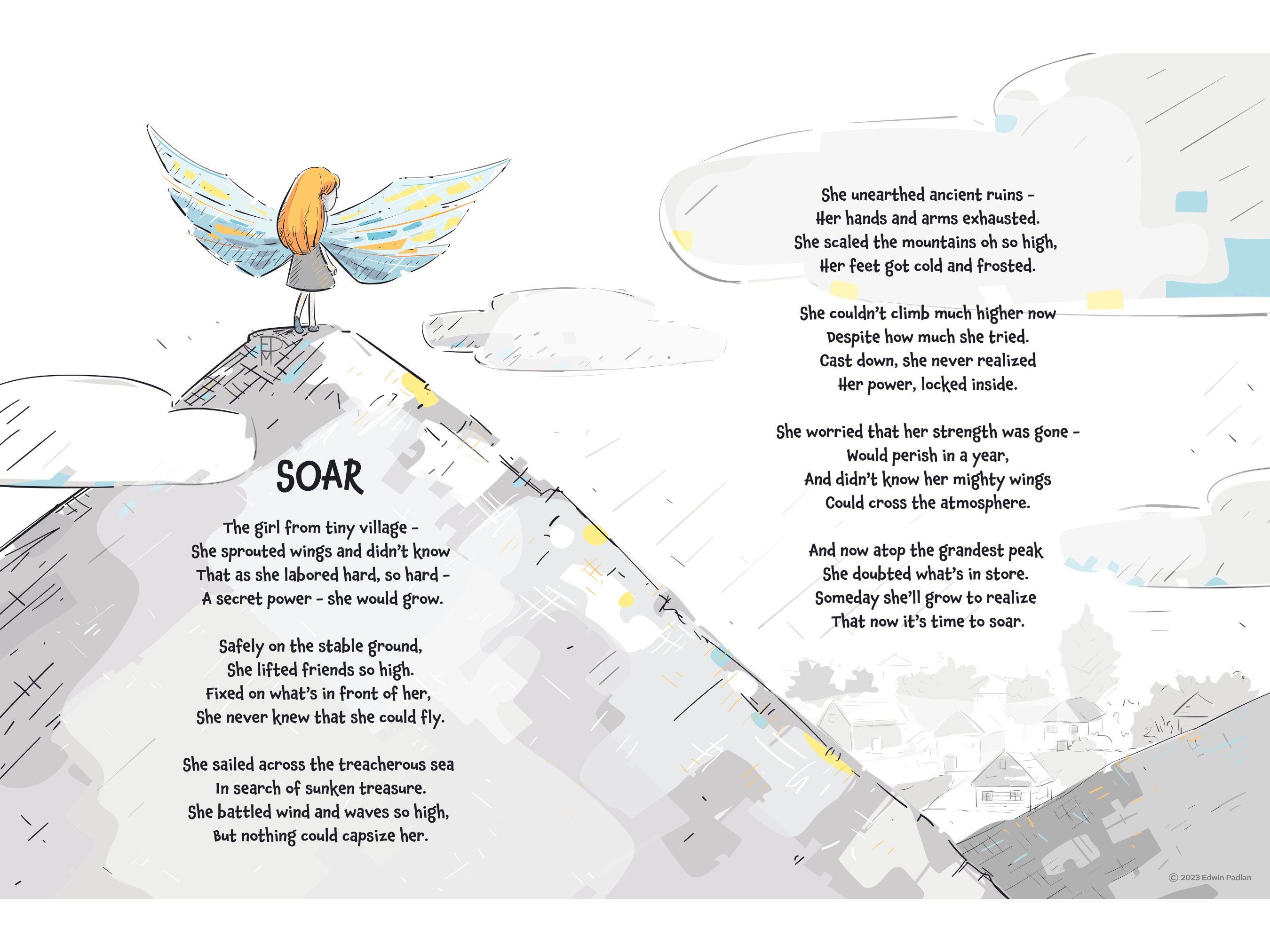 Soar Poem Device Wallpaper, Angel Illustration, Desktop Background ...