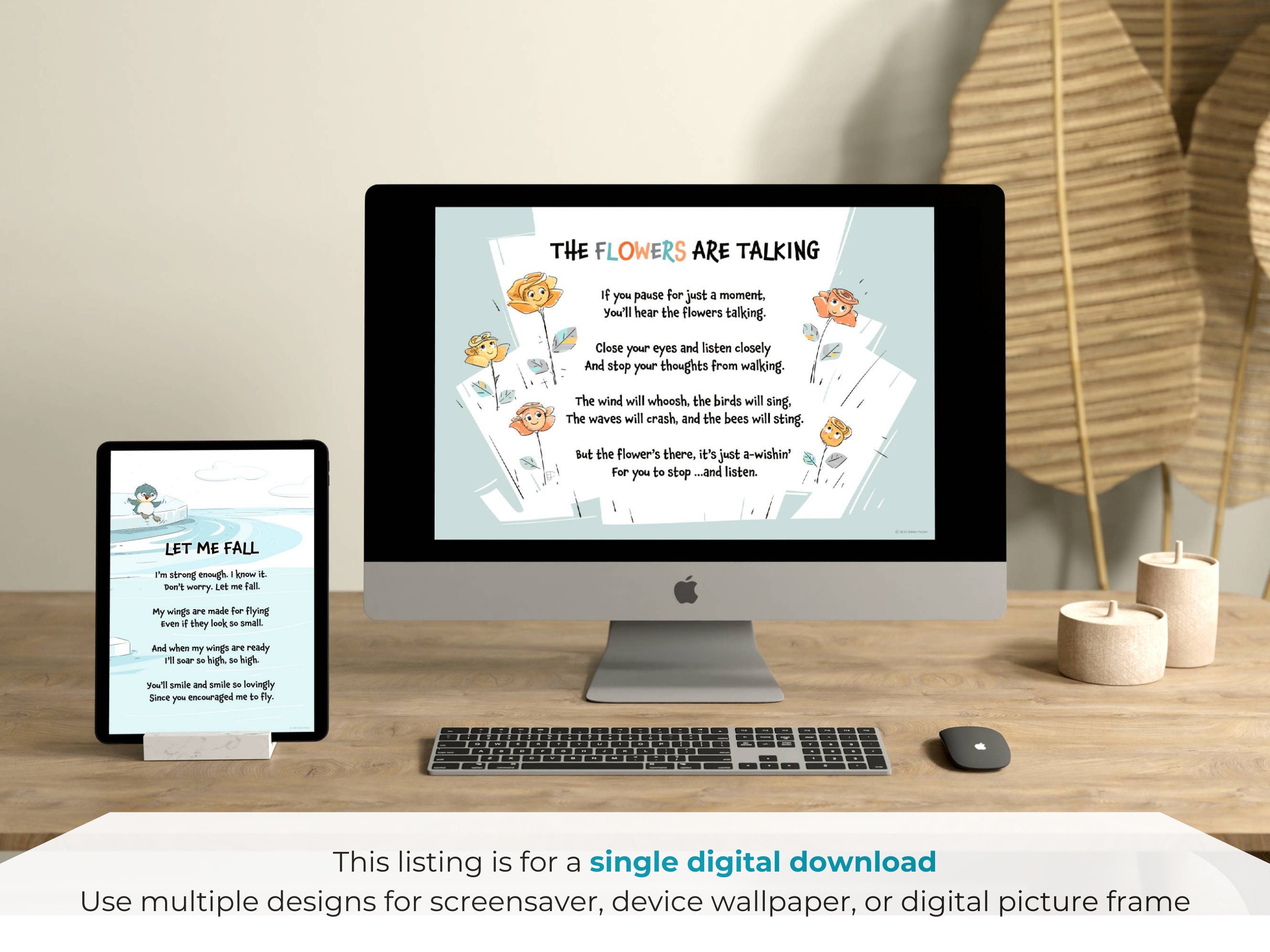 Flowers Are Talking Poem Digital Wall Art for Kid, Printable Flowers ...