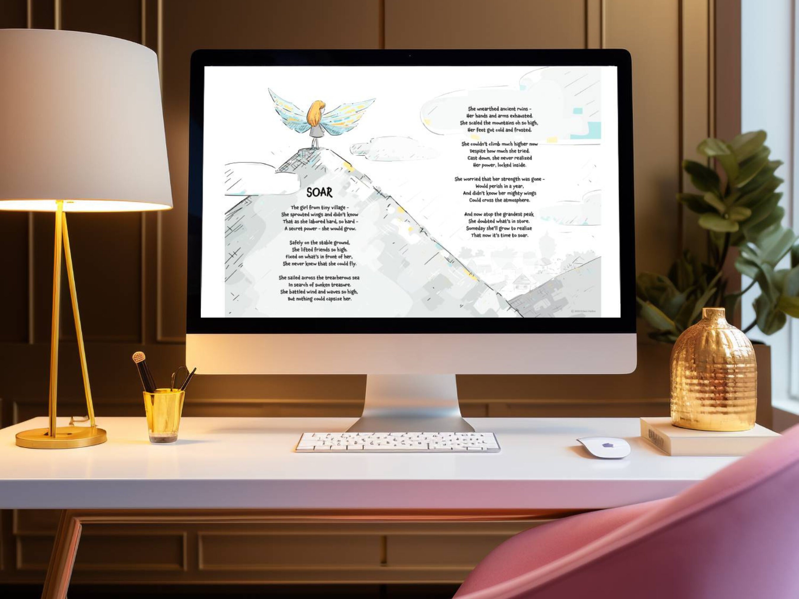 Soar Poem Device Wallpaper, Angel Illustration, Desktop Background ...
