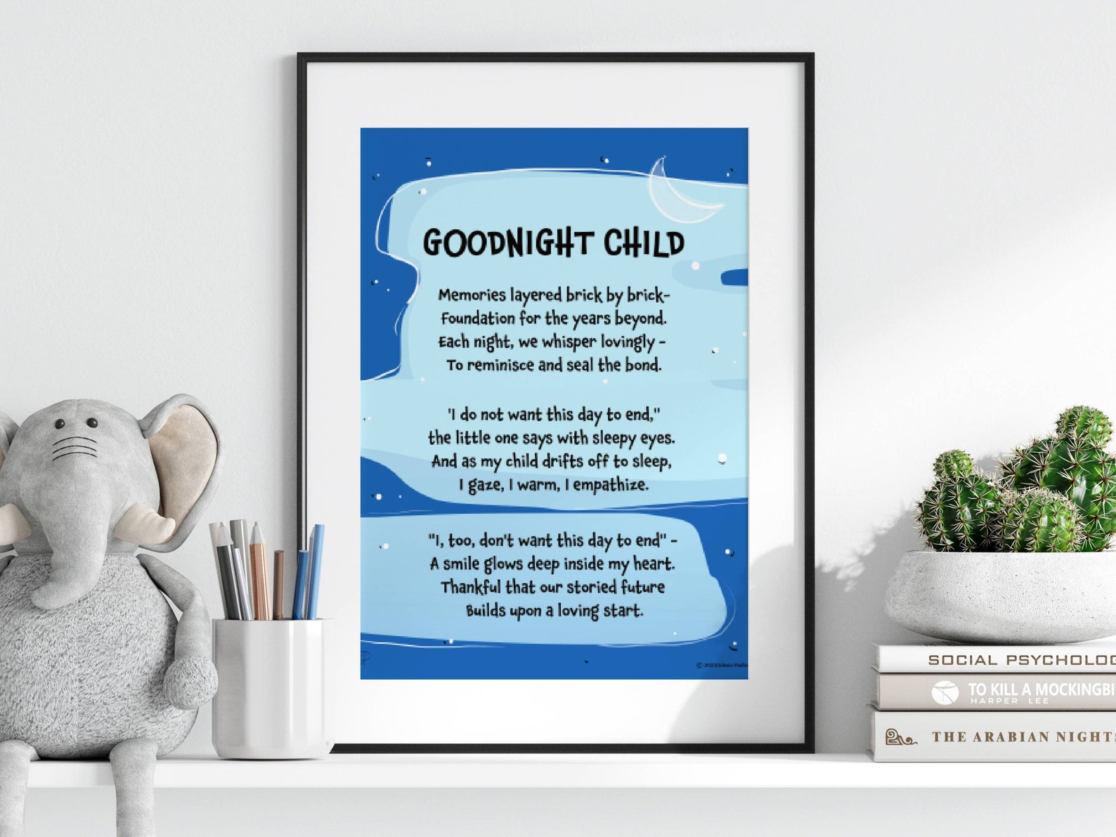 Goodnight Poem Art for Kid, Printable Goodnight Poem, Colorful ...