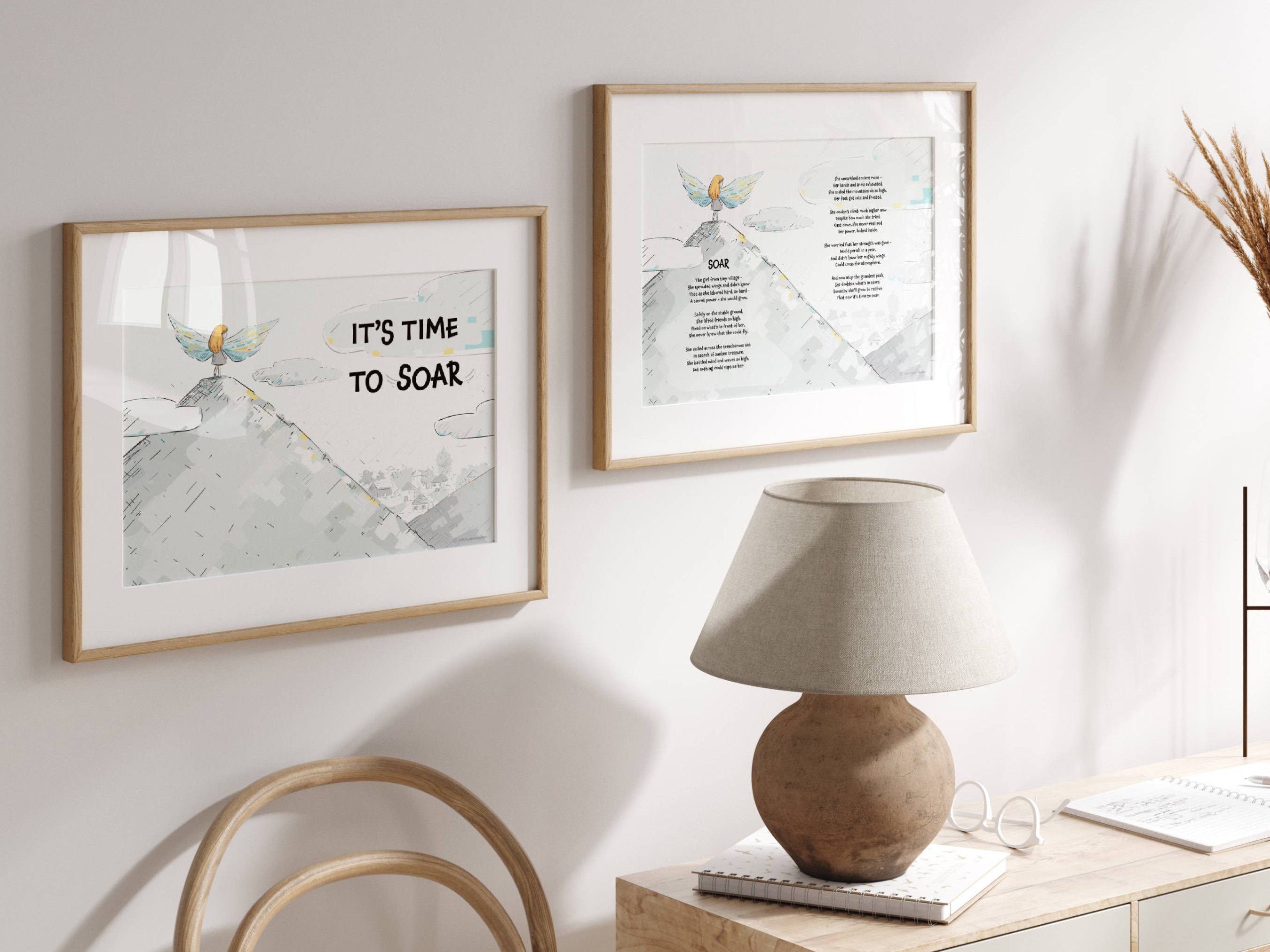 Soar Poem Printable Art for Child, Wings Illustration, Colorful ...