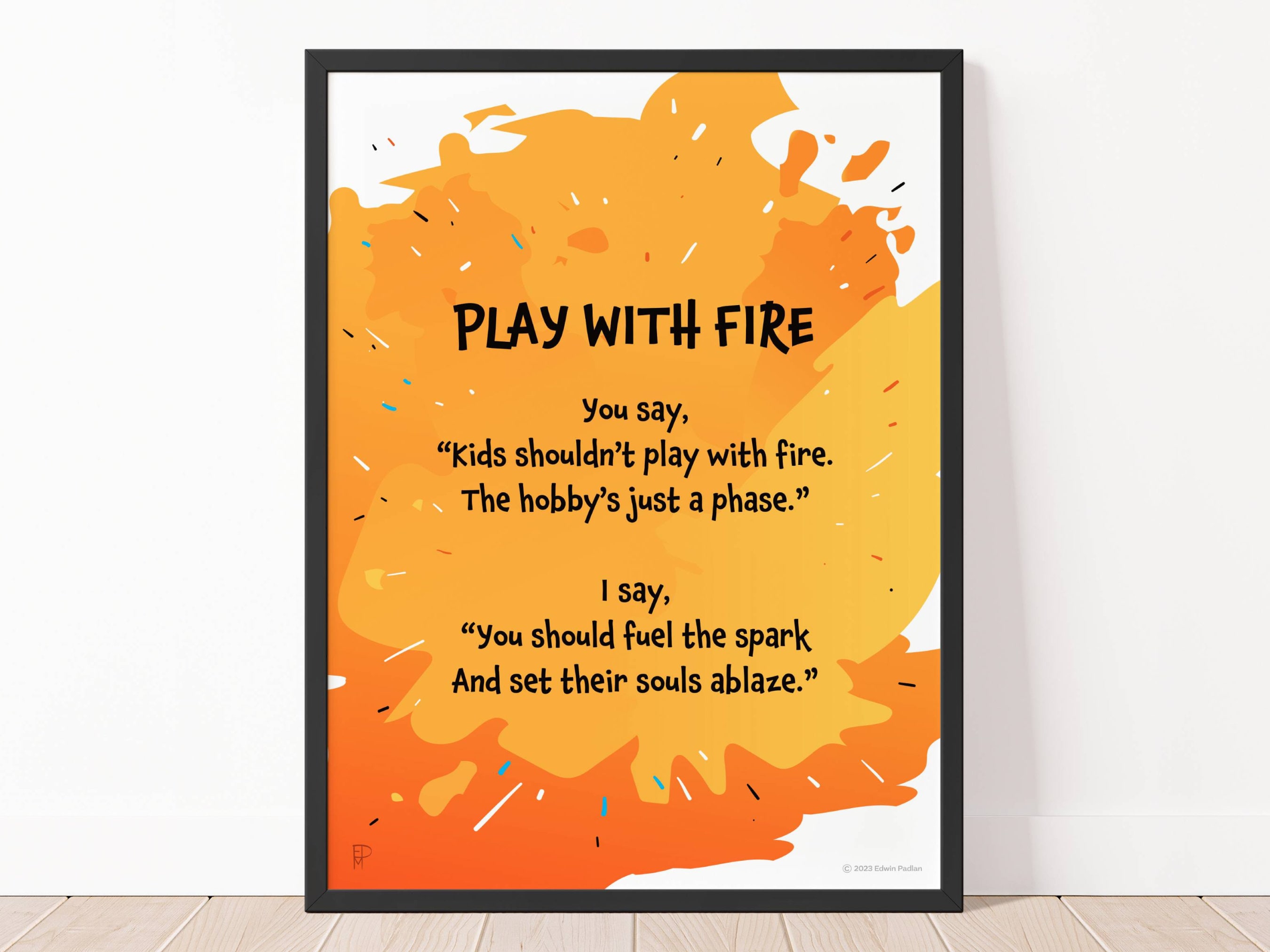 Fuel the Flame Digital Wall Art for Kid, Colorful Fire Illustrations ...