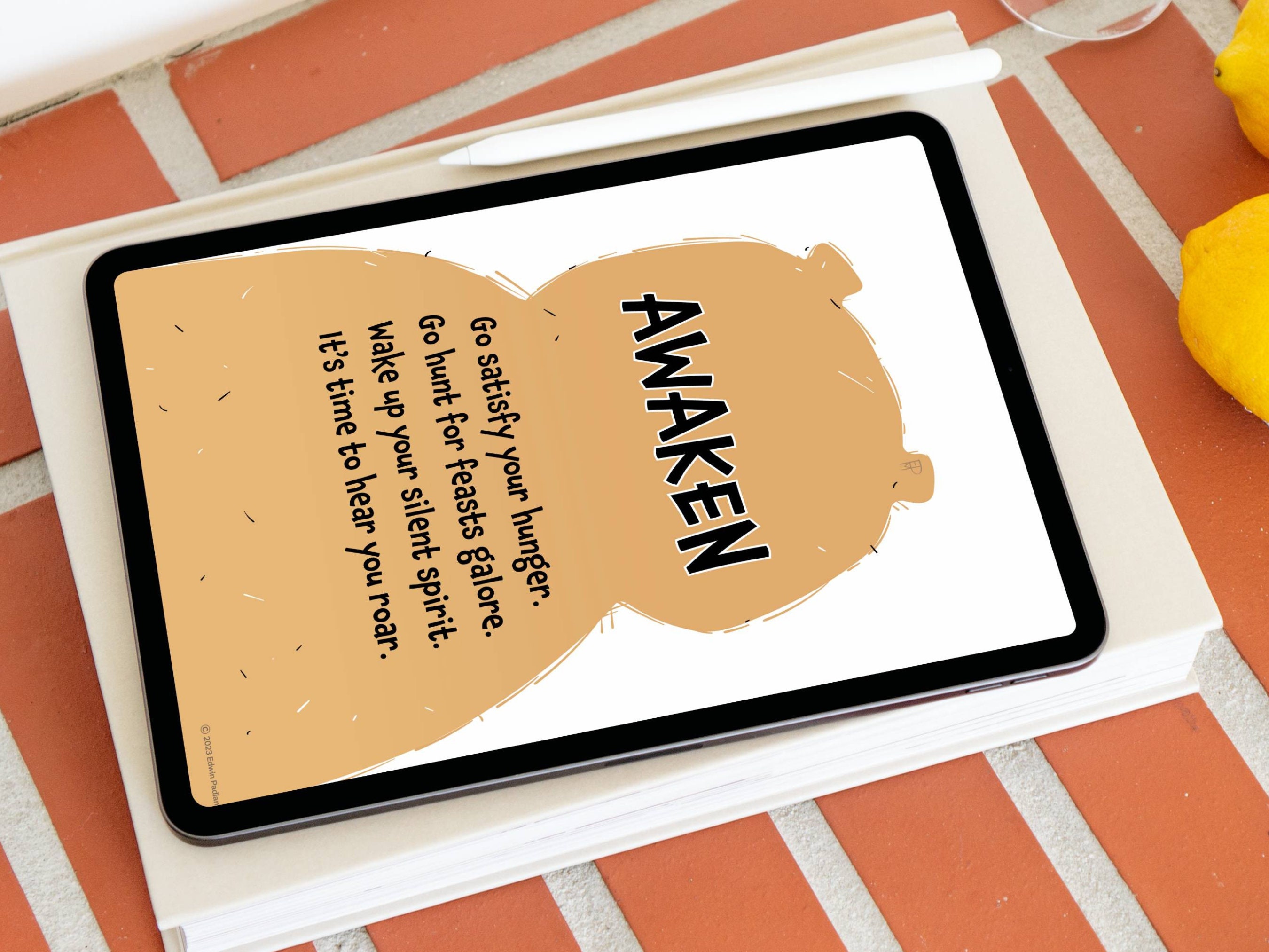 Awaken Poem Device Wallpaper for Kid, Colorful Bear Illustration ...