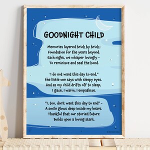 Goodnight Poem Art for Kid, Printable Goodnight Poem, Colorful ...