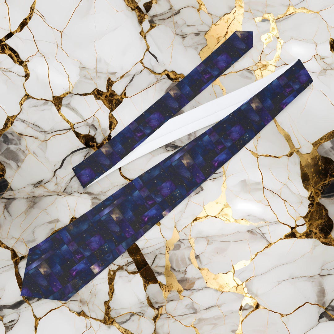 Blue Purple Abstract Mosaic Necktie | Geometric Pattern Tie - Etsy