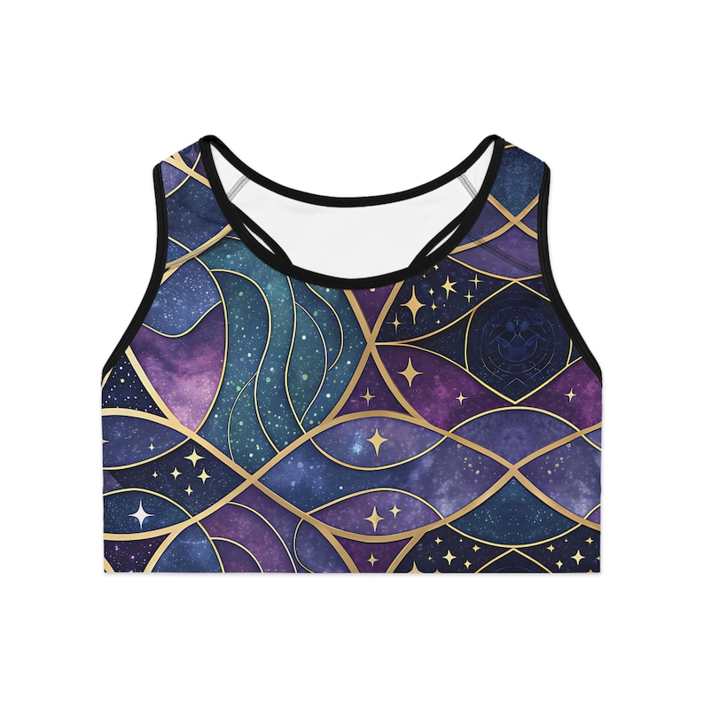 Celestial Galaxy Pattern Sports Bra | Starry Night Cosmic Design - Etsy