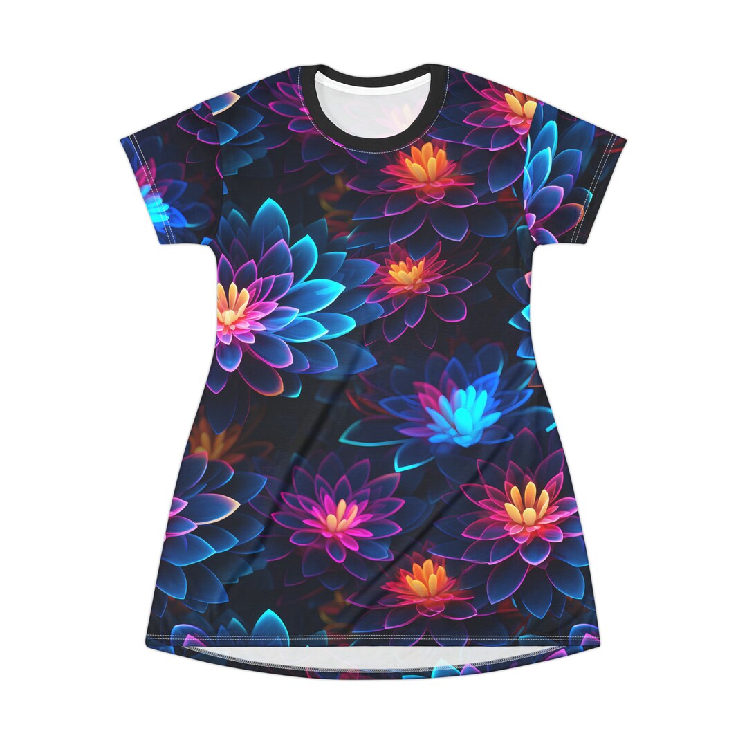 Whimsy Neon Blossom Festival T-shirt Dress AOP - Etsy