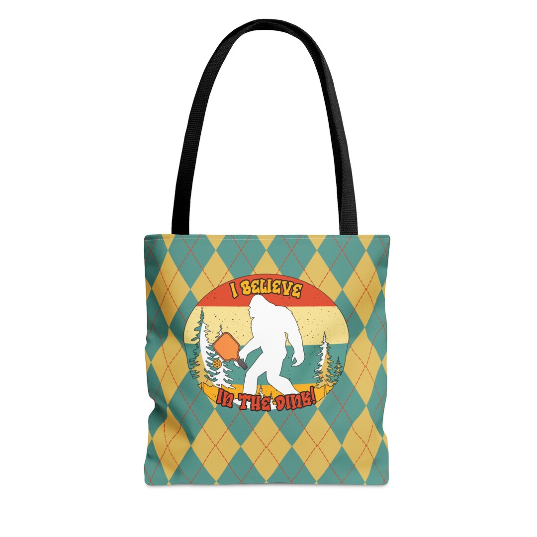 Vintage Rhombus Bigfoot Pickleball AOP Tote Bag - Believe in the Dink ...