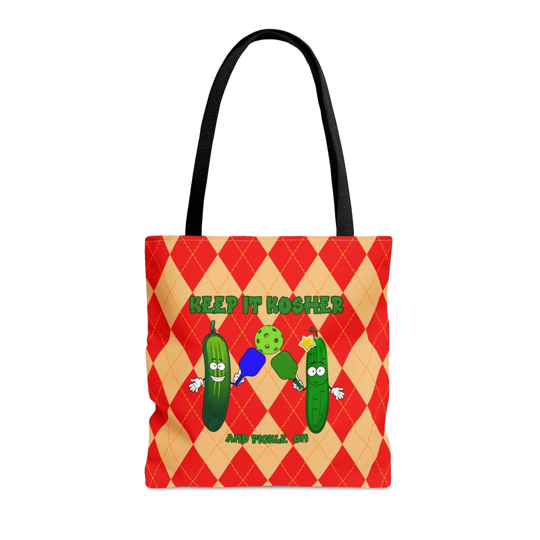 Vintage Rhombus Pickles Pickleball AOP Tote Bag - Keep It Kosher and ...