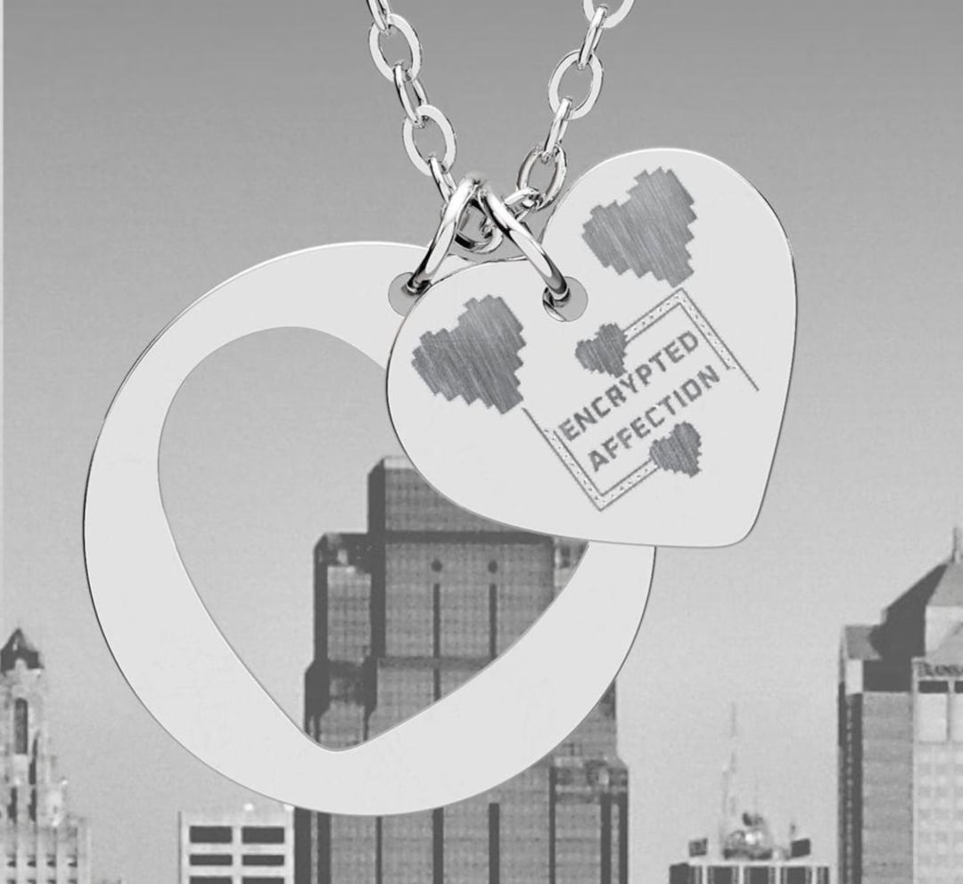 Engraved Heart Cutout Necklace | Encrypted Affection Heart Pendant - Etsy