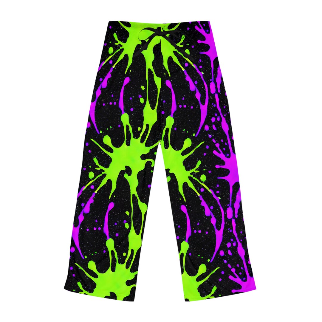 Green & Pink Splatter Lounge Pants: Women's AOP Pajama Bottoms - Etsy