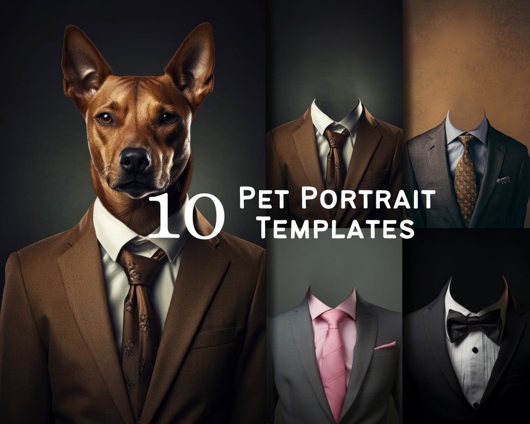10 Digital Pet Portrait Templates With Photorealistic Backgrounds and ...