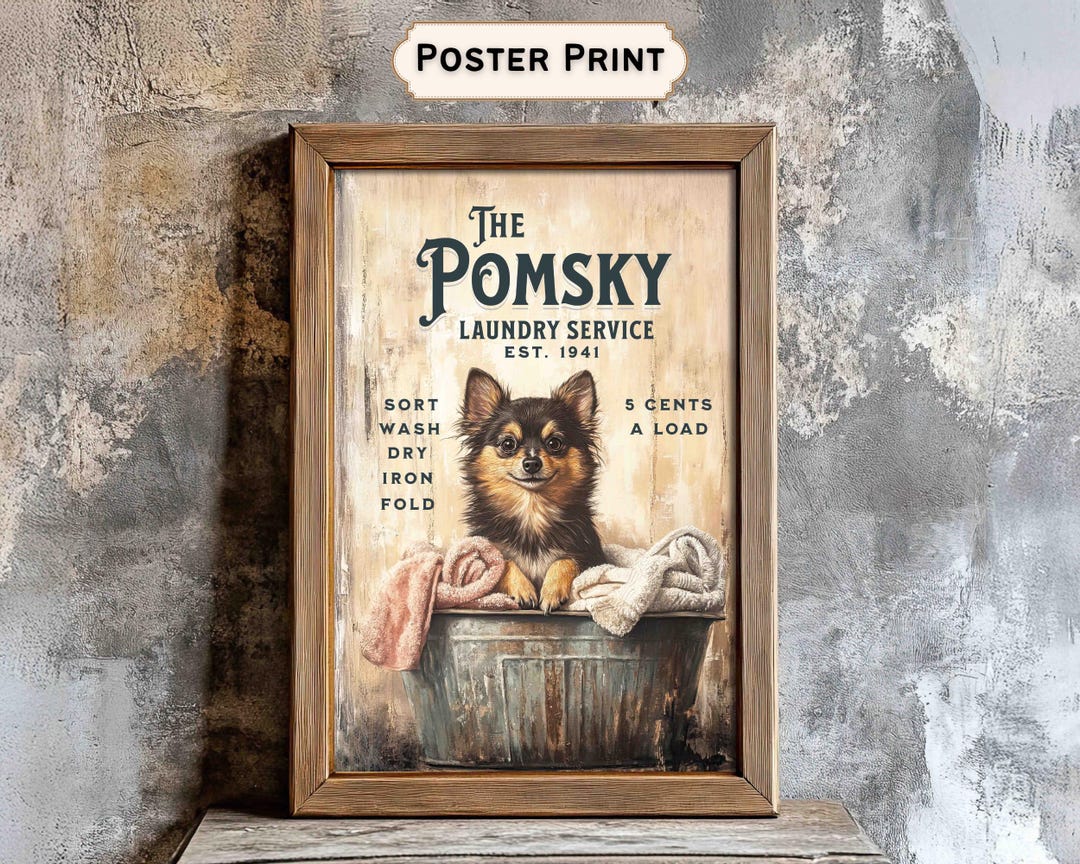 Sweet Pomsky Wall Poster, Loft Decor, Unframed Wall Poster, Laundry ...
