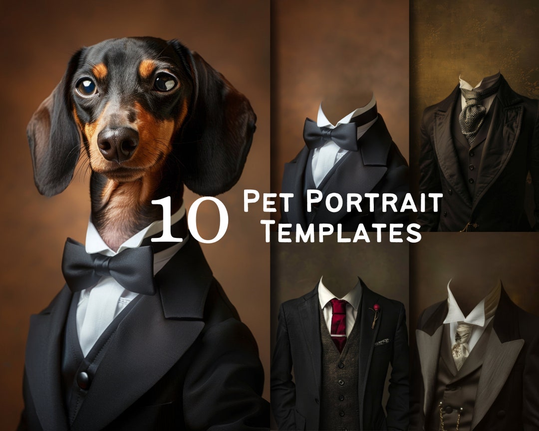 10 Digital Pet Portrait Templates Backgrounds, Fun Photorealistic Pet ...