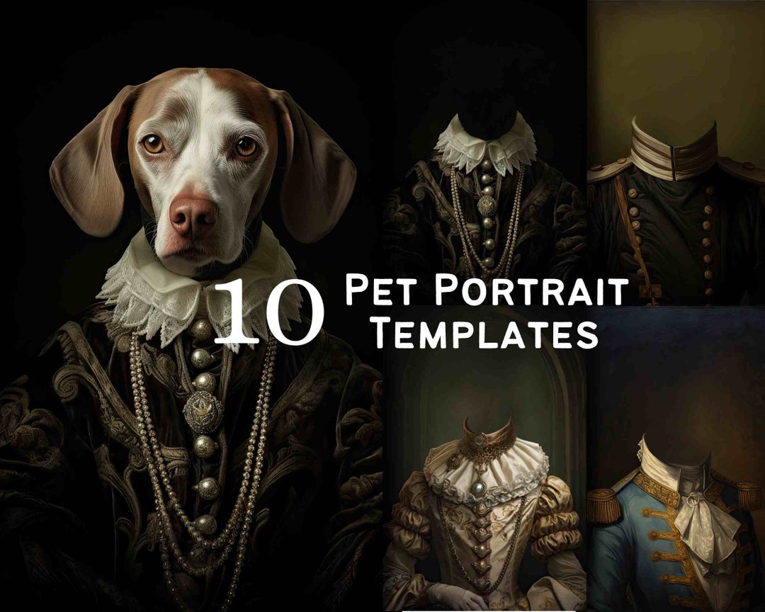 10 Digital Pet Portrait Templates: Renaissance Oil Painting Backgrounds ...