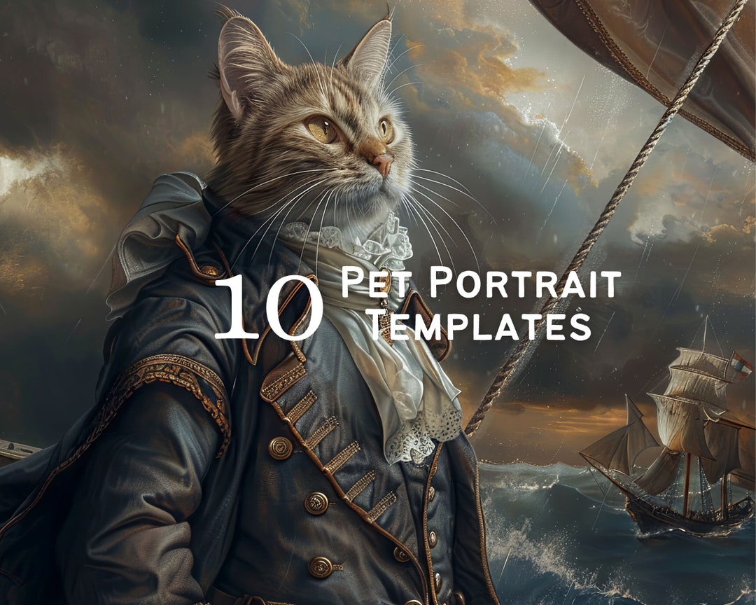 10 Digital Pet Portrait Templates Backgrounds, Renaissance-style Pet ...