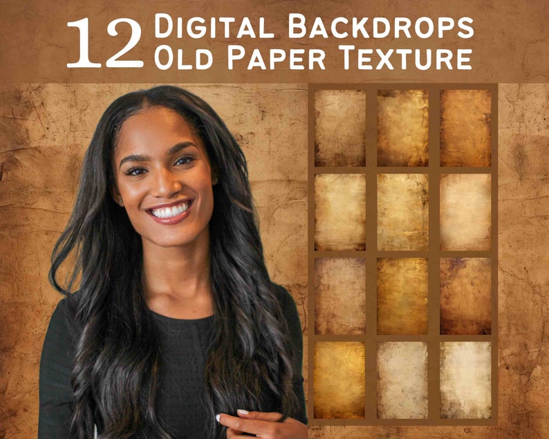 12 Old Paper Texture Digital Overlays, Photography Backgrounds ...