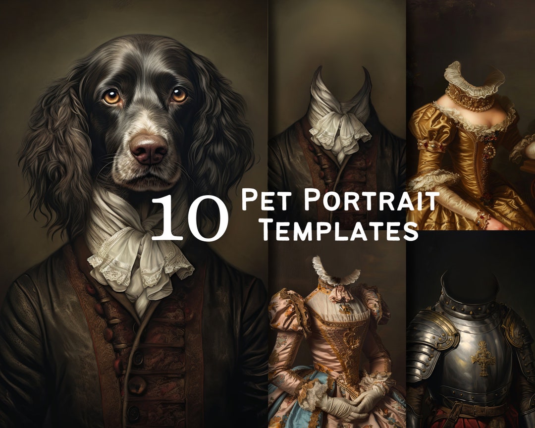 10 Digital Renaissance Pet Portrait Templates, Digital Download, Fine ...