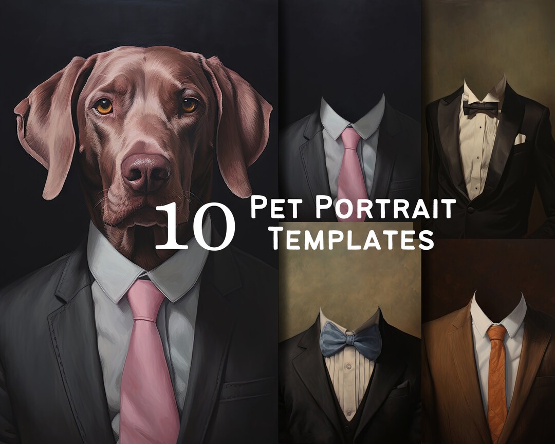 10 Digital Pet Portrait Templates Backgrounds, Renaissance Style Pet ...