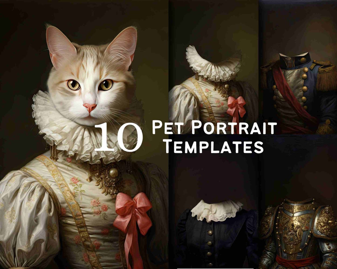 10 Digital Pet Portrait Templates Digital Backgrounds, Renaissance ...