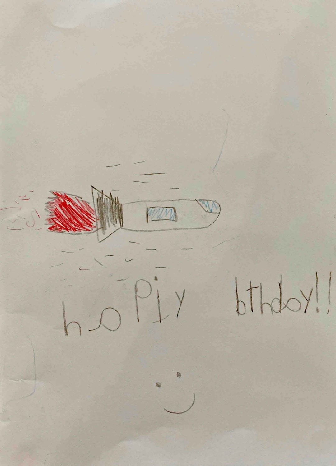 Kid Drawing - Happy Birthday With Missile - Etsy