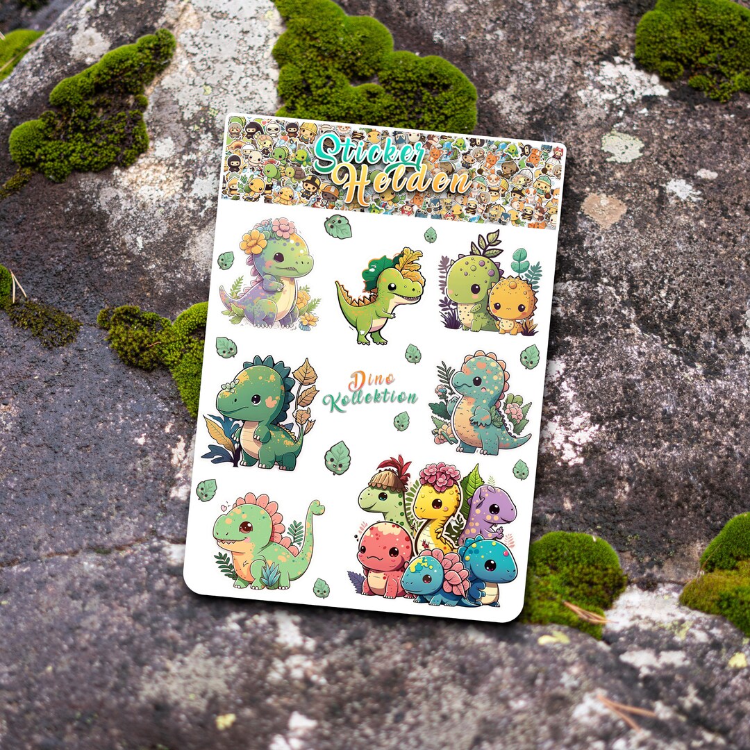 Dinosaur Sticker Set 7 Stickers Dinosaurs Dinosaur Fantasy Dino ...
