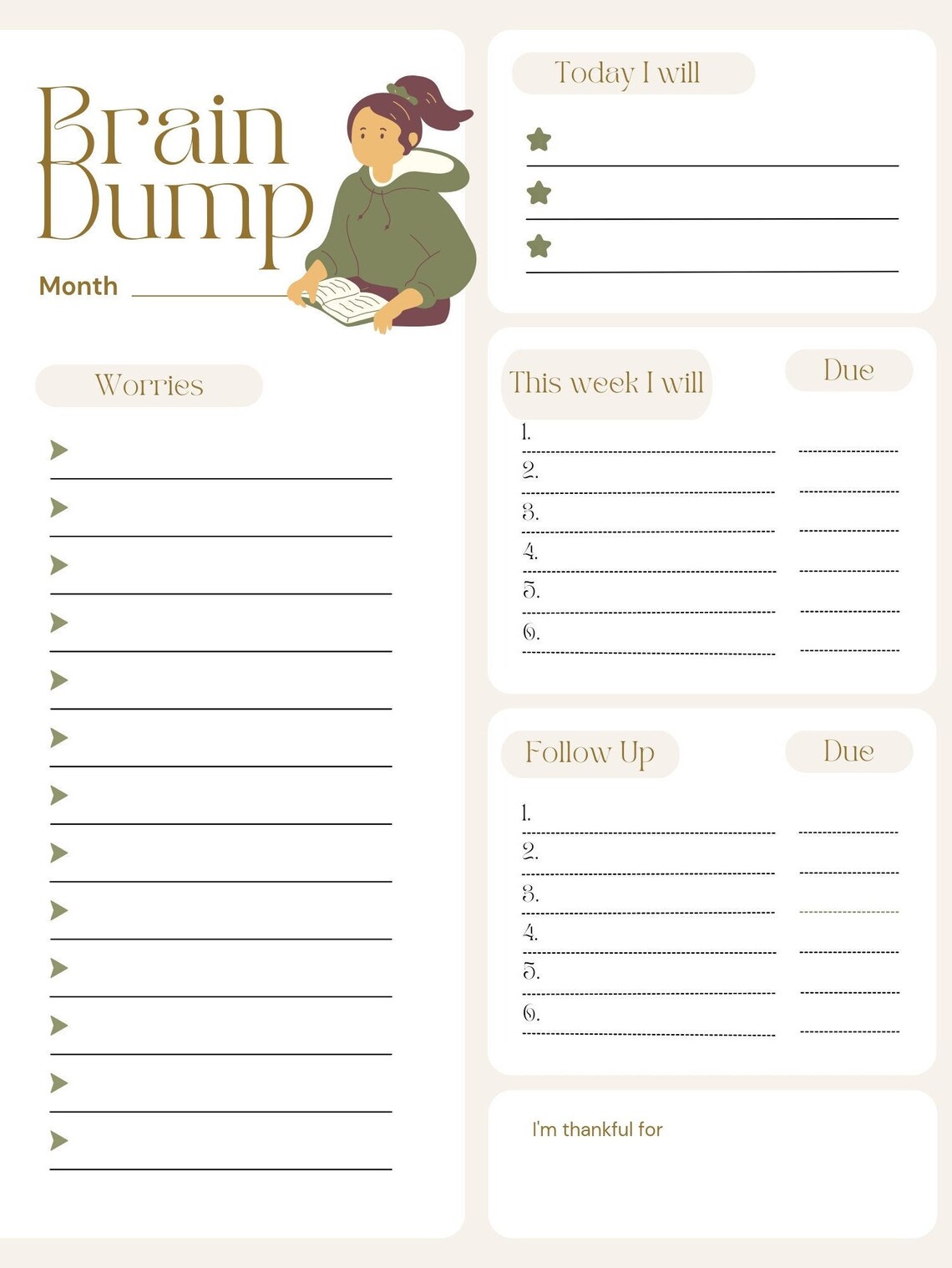 Brain Dump Journaling Page 1 & 2 - Etsy