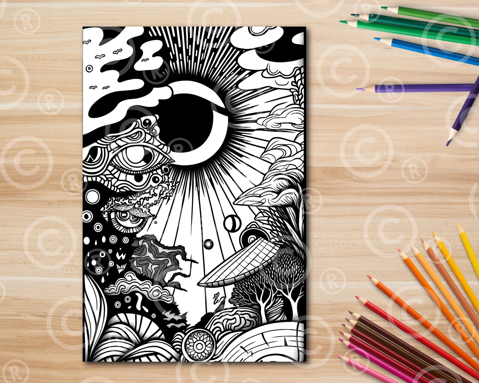 The Third Eye Coloring Pages, Instant Download Coloring Pages, Adult ...