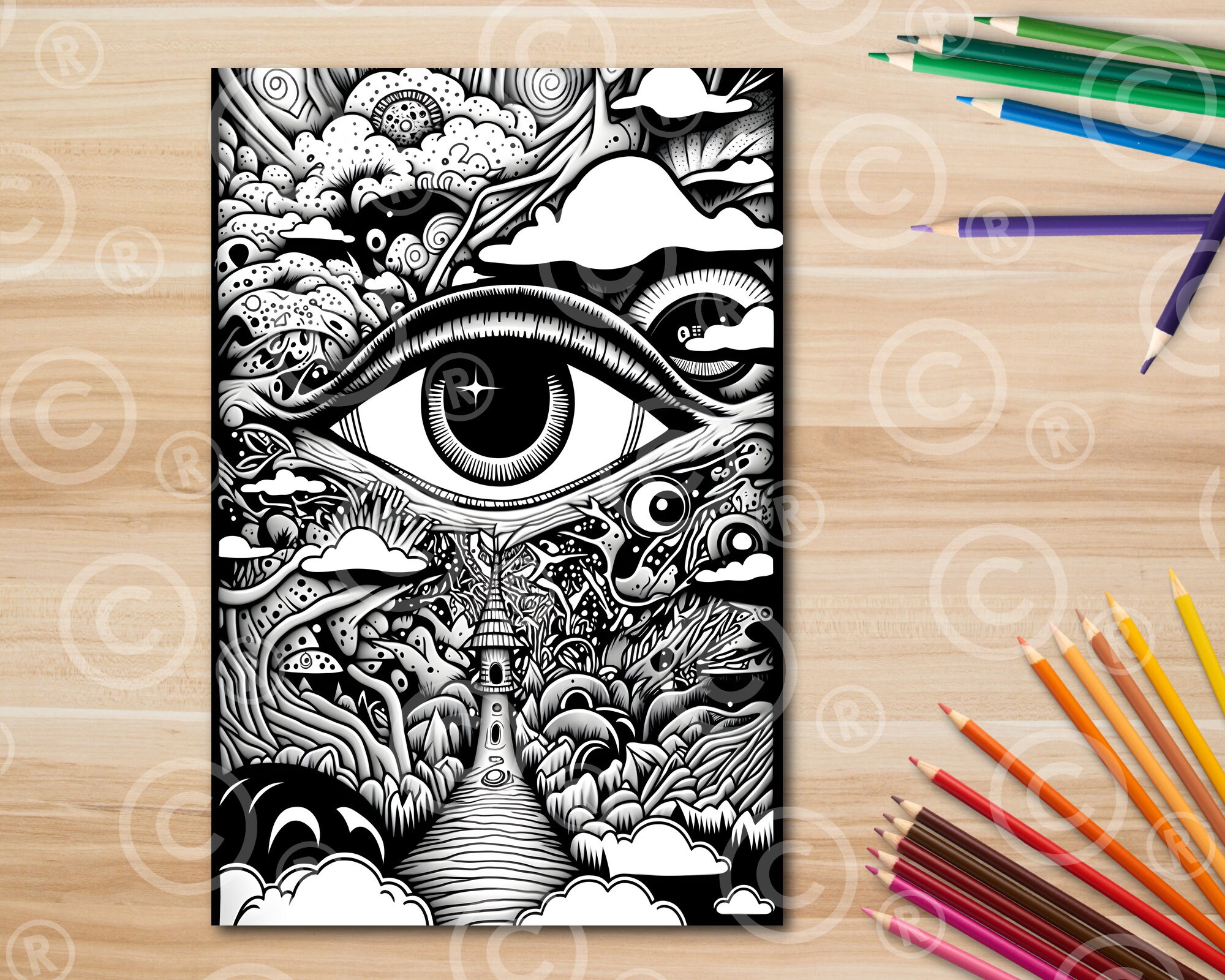 The Third Eye Coloring Pages, Instant Download Coloring Pages, Adult ...
