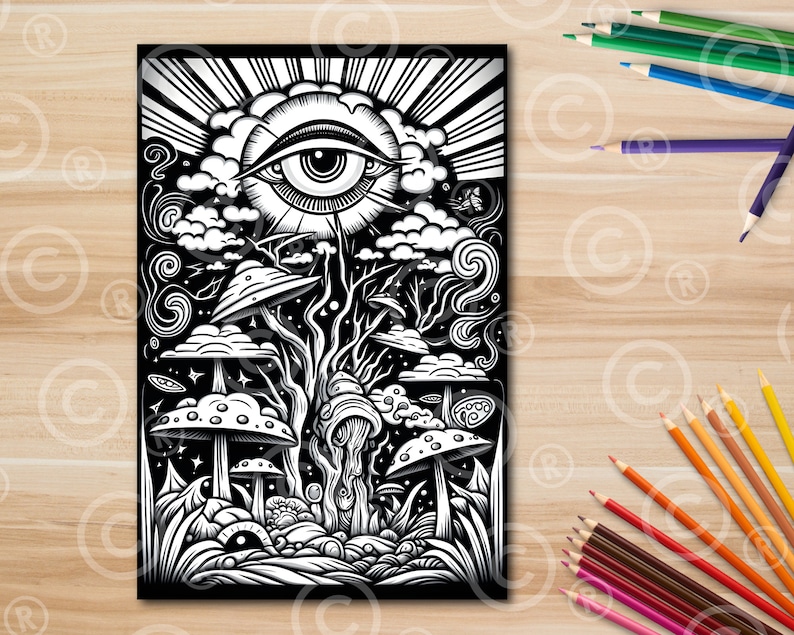 The Third Eye Coloring Pages, Instant Download Coloring Pages, Adult ...