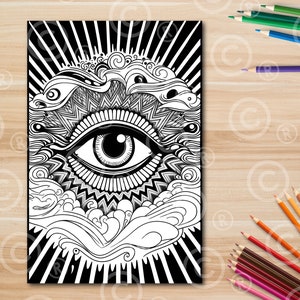 The Third Eye Coloring Pages, Instant Download Coloring Pages, Adult ...