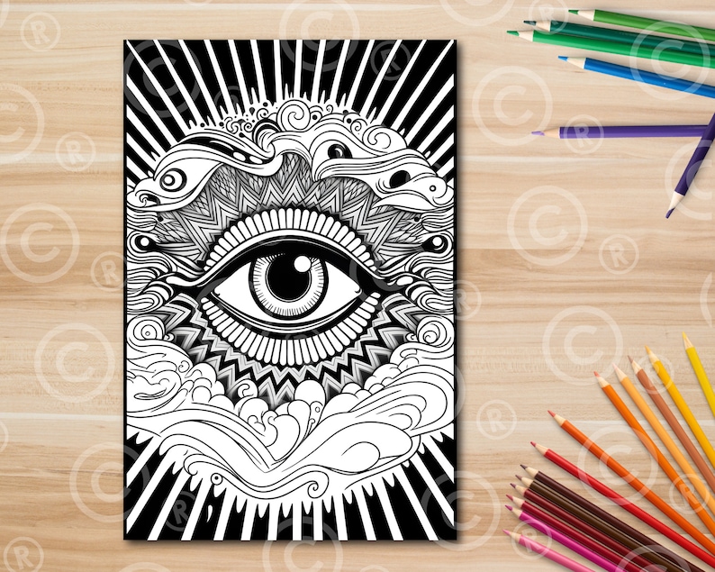 The Third Eye Coloring Pages, Instant Download Coloring Pages, Adult ...