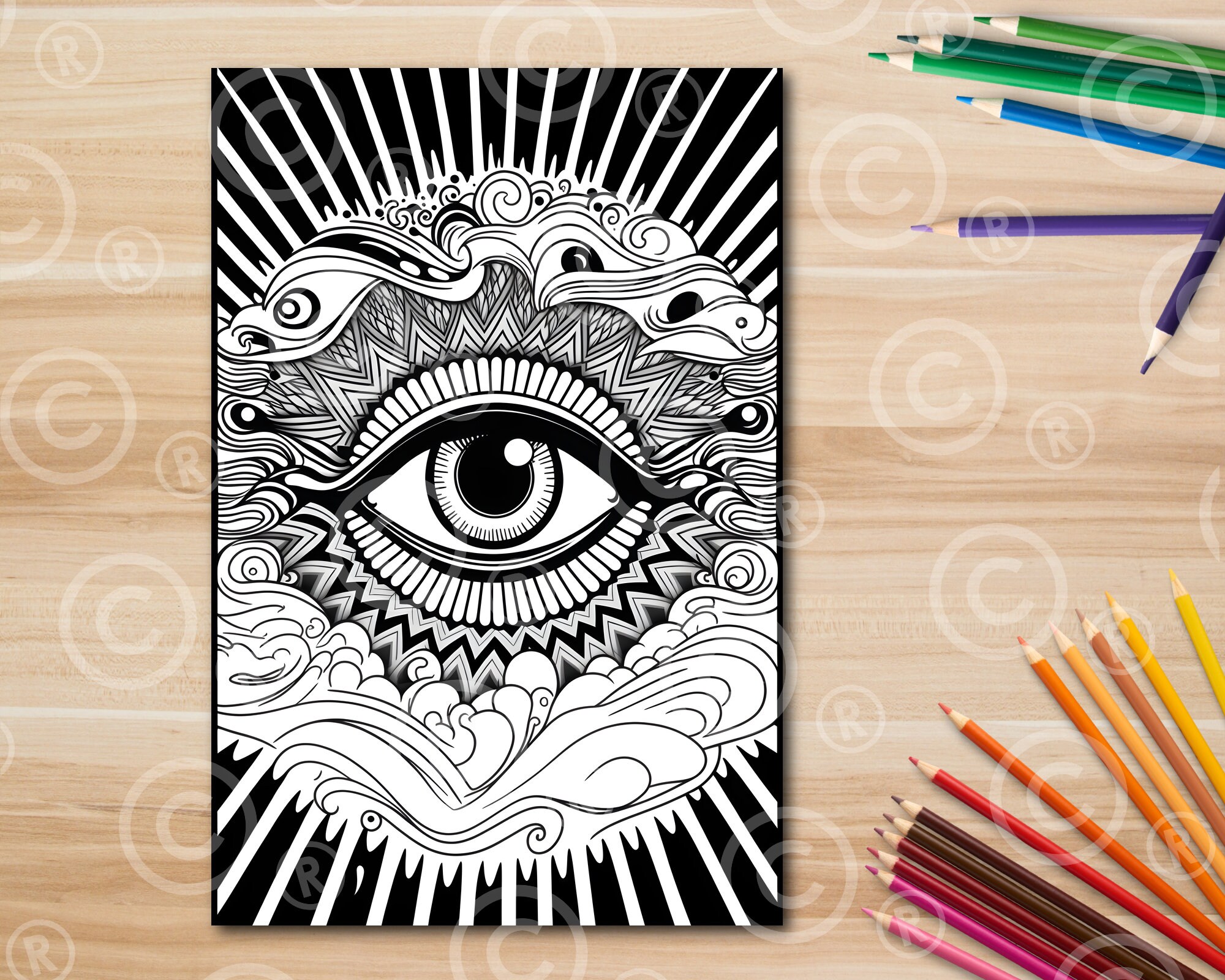 The Third Eye Coloring Pages, Instant Download Coloring Pages, Adult ...