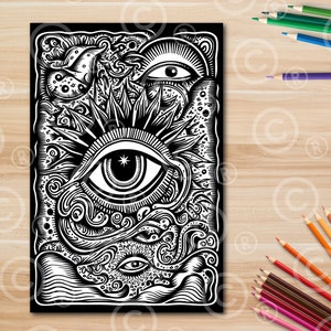 The Third Eye Coloring Pages, Instant Download Coloring Pages, Adult ...
