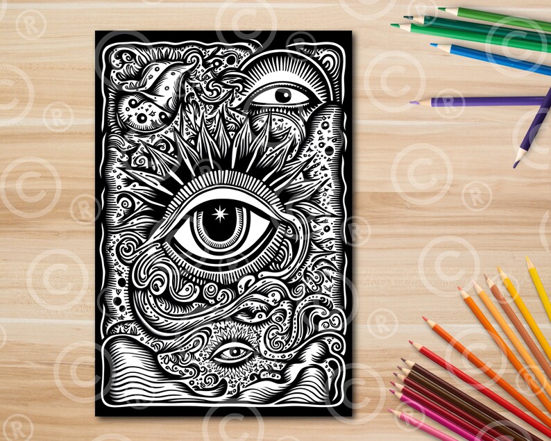 The Third Eye Coloring Pages, Instant Download Coloring Pages, Adult ...