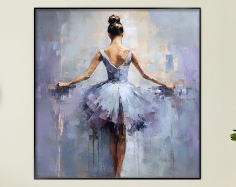 Ballerina, Pastel Purple, Blue, 100% Hand Painted, Textured Painting ...