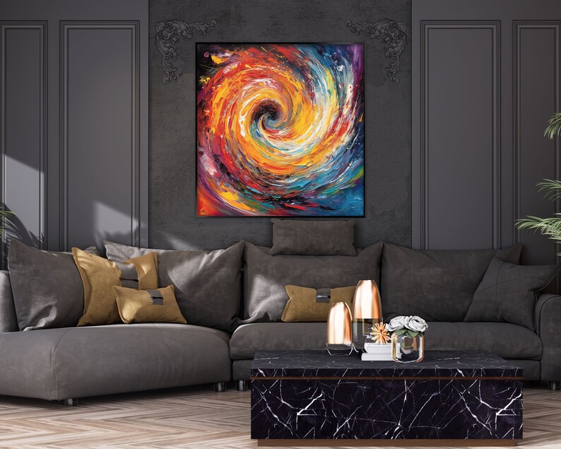 Colorful Swirl, Space Landscape 100% Hand Painted, Textured Painting ...