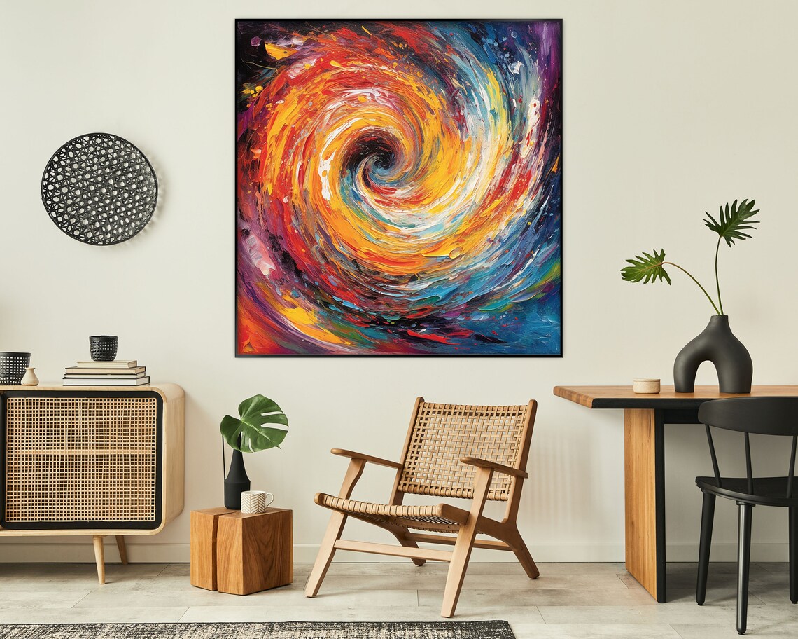 Colorful Swirl, Space Landscape 100% Hand Painted, Textured Painting ...