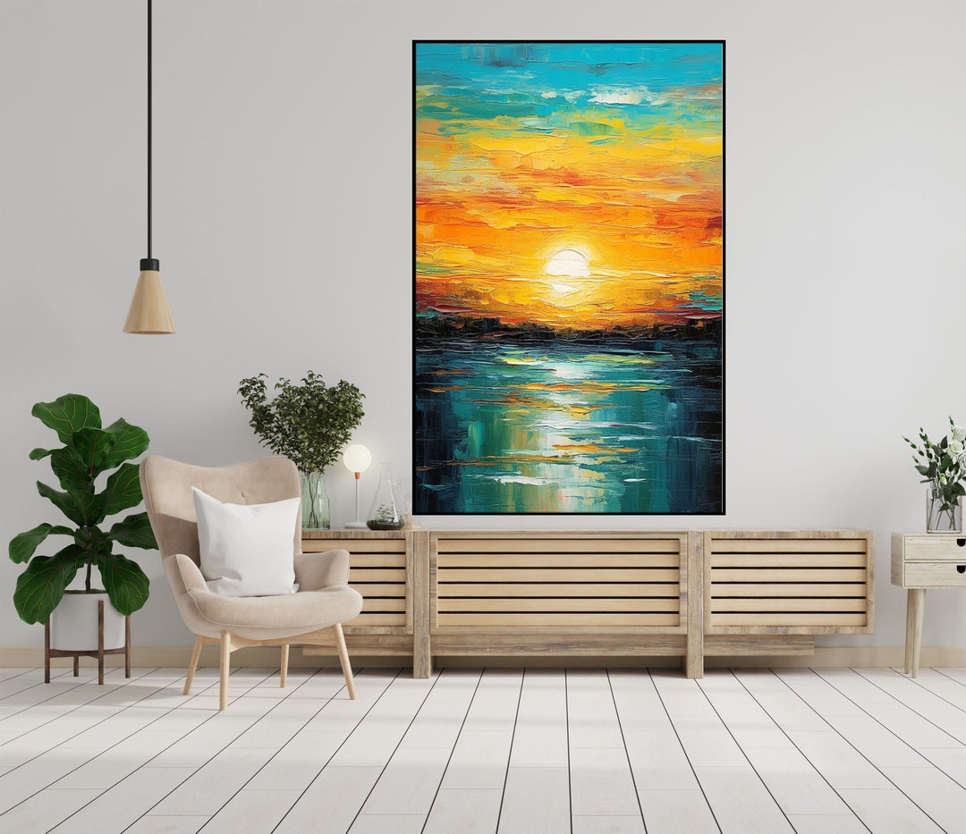 Ocean View, Sunset 100% Hand Painted, Textured Painting, Acrylic ...