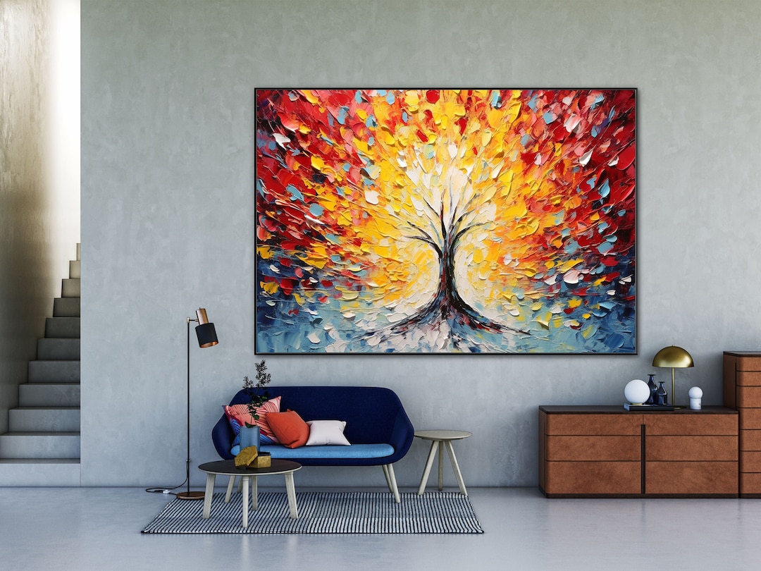 Tree Art 3D Tree Painting 100% Hand Painted Textured - Etsy