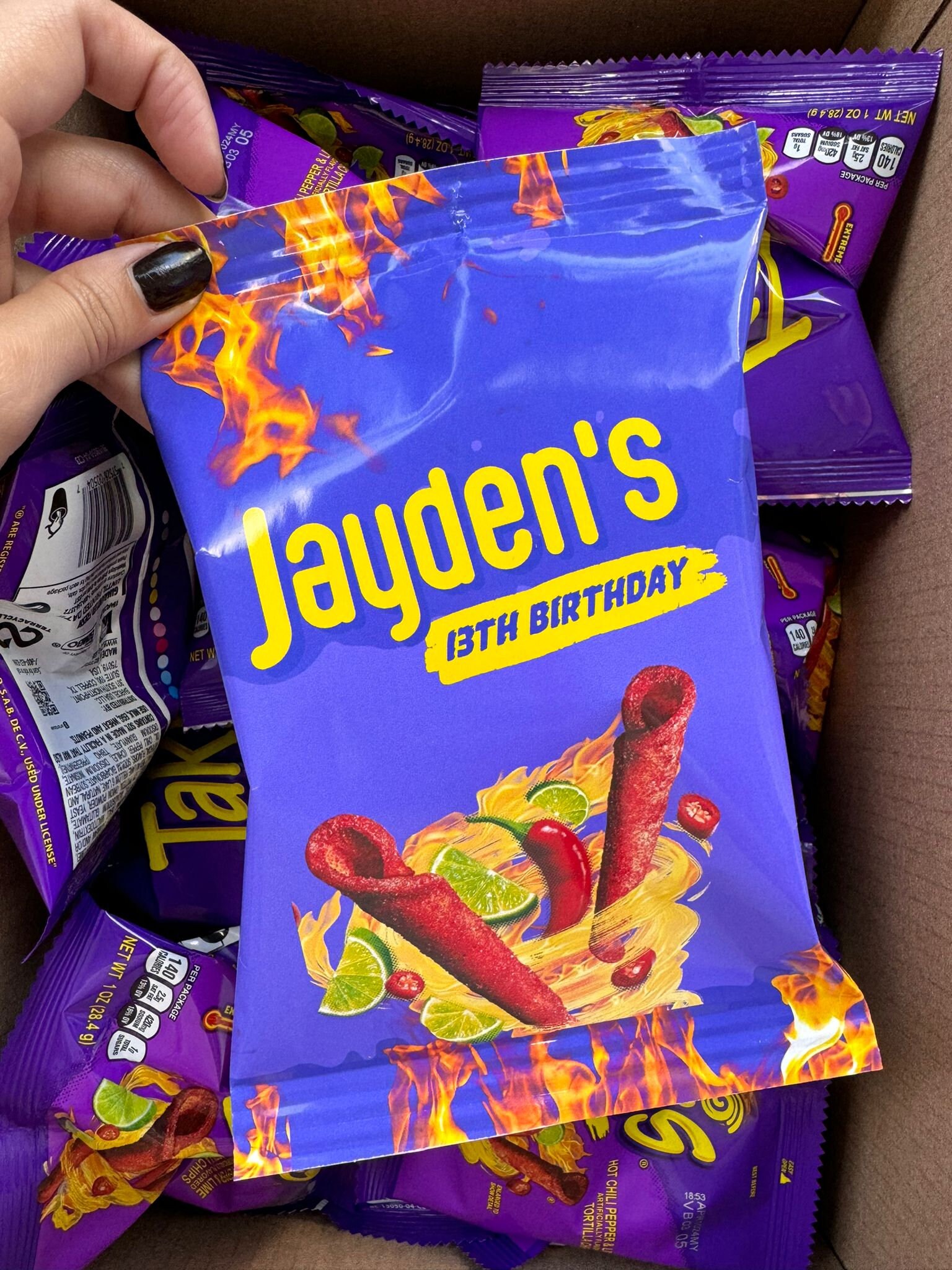Custom Takis Filled Party Chip Bags Takis Birthday Party Treats, Custom ...