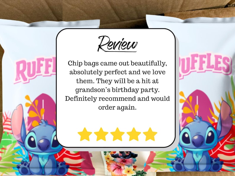 Stitch Party Favors Lilo and Stitch Chip Bags Birthday Chips, Stitch ...