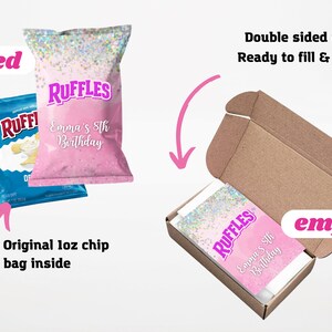 Pink Birthday Party Chip Bags Glitter Birthday Party Chips Girl Party ...