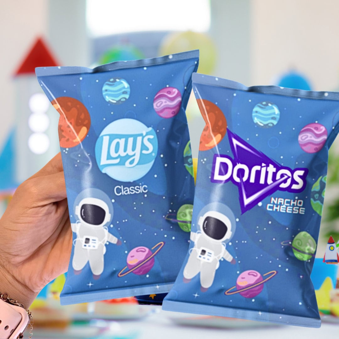 Outer Space Birthday Chip Bags Planet Birthday Chips Astronaut Birthday ...