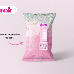 Pink Birthday Party Chip Bags Glitter Birthday Party Chips Girl Party ...