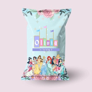 Disney Princess Party Chips, Disneyland Theme Birthday Party Snacks ...