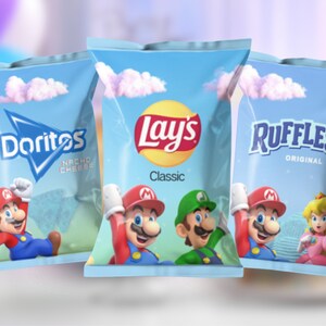 Super Mario Chip Bags, Mario Bros Birthday Chips, Mario Chip Bag 6ct ...